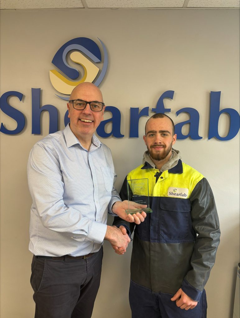 Apprentice of the year award, by Riverside College - Shearfab Ltd